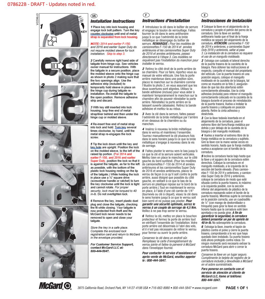 Instruction Sheet 078622B – DRAFT – McGard